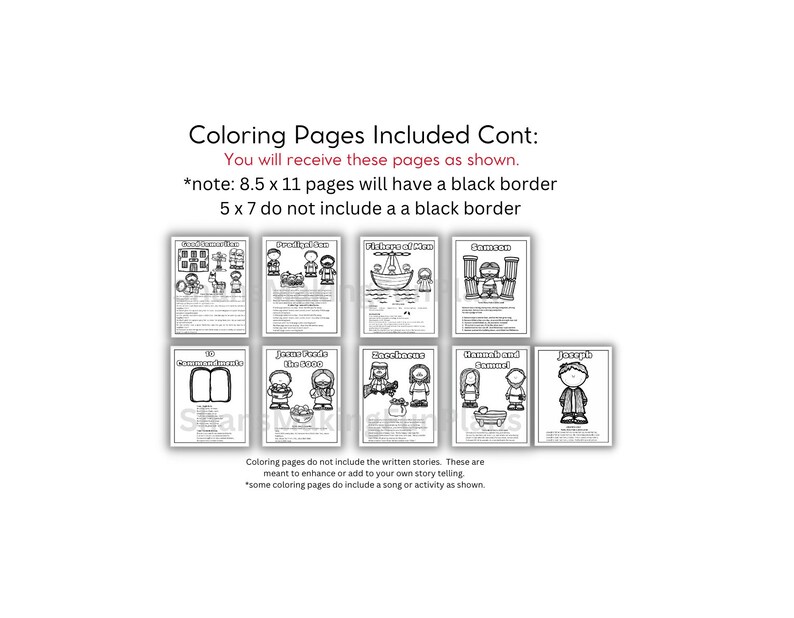 Bible Stories Coloring Pages DIGITAL DOWNLOAD // Printable Acitivity ...