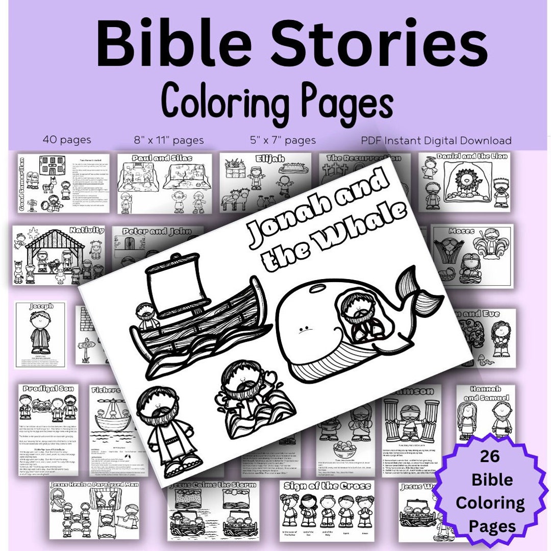 Bible Stories Coloring Pages DIGITAL DOWNLOAD // Printable Acitivity ...