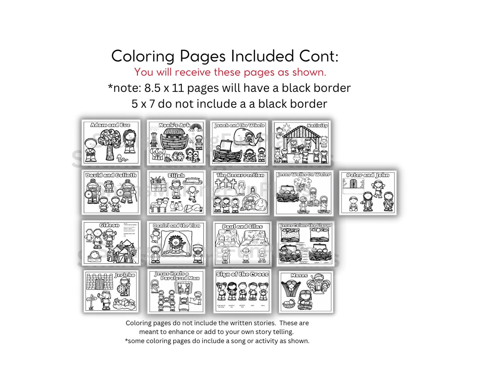 Bible Stories Coloring Pages DIGITAL DOWNLOAD // Printable Acitivity ...