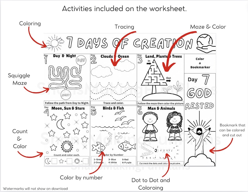 7 Days of Creation Activity Coloring Pages DIGITAL DOWNLOAD ...