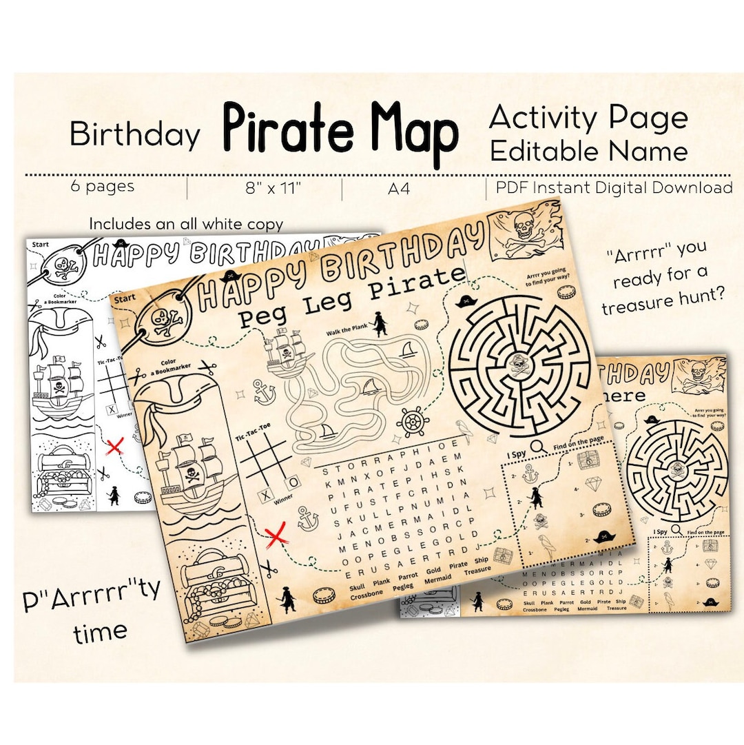 Treasure Map // Activity Page DIGITAL DOWNLOAD // Printable Acitivity ...