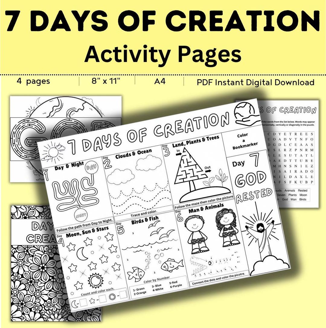 7 Days of Creation Activity Coloring Pages DIGITAL DOWNLOAD ...
