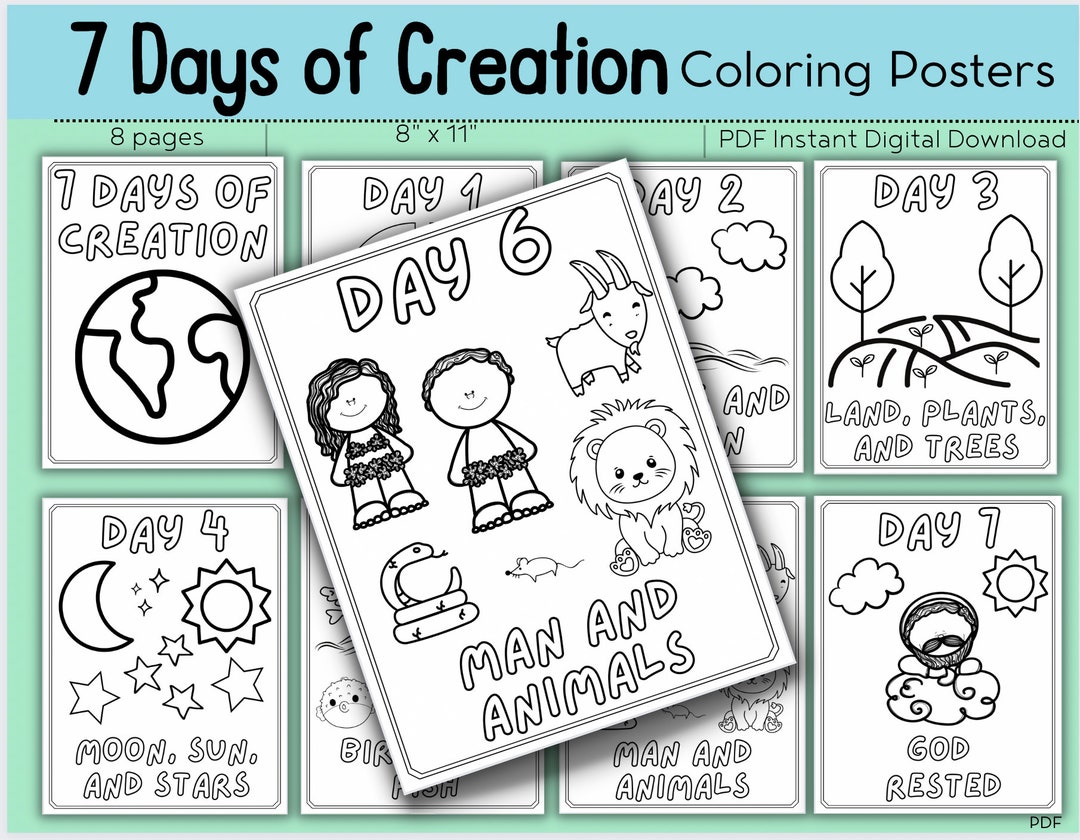 7 Days of Creation Coloring Posters DIGITAL DOWNLOAD // - Etsy