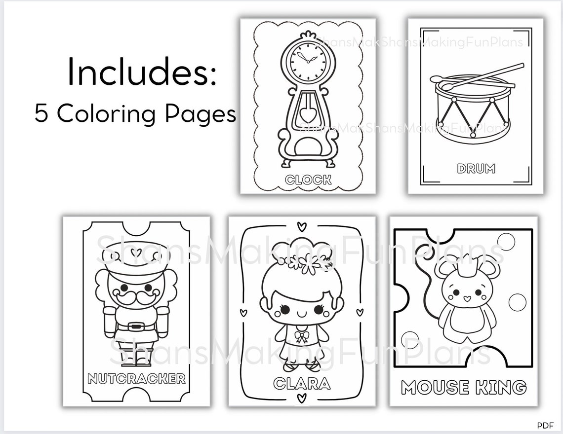Nutcracker Ballet Activity Pages Coloring Page DIGITAL DOWNLOAD ...