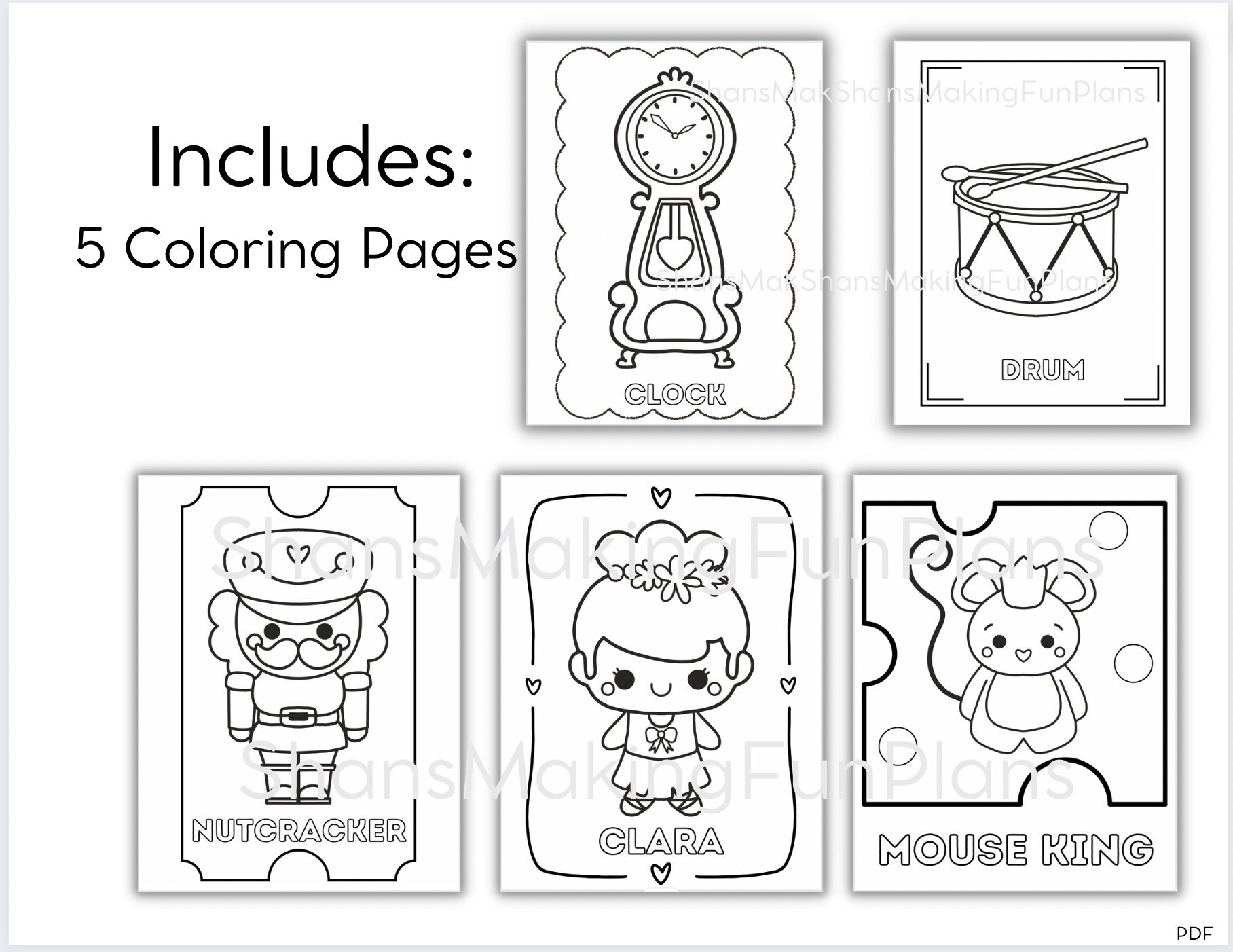 Nutcracker Ballet Activity Pages Coloring Page DIGITAL DOWNLOAD ...