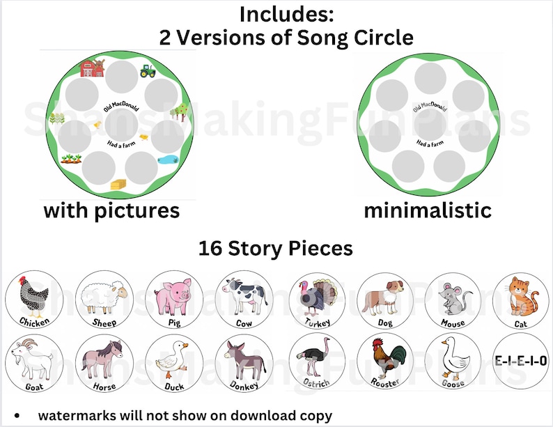 Old Macdonald Had a Farm Song Circle Activity Digital Download ...