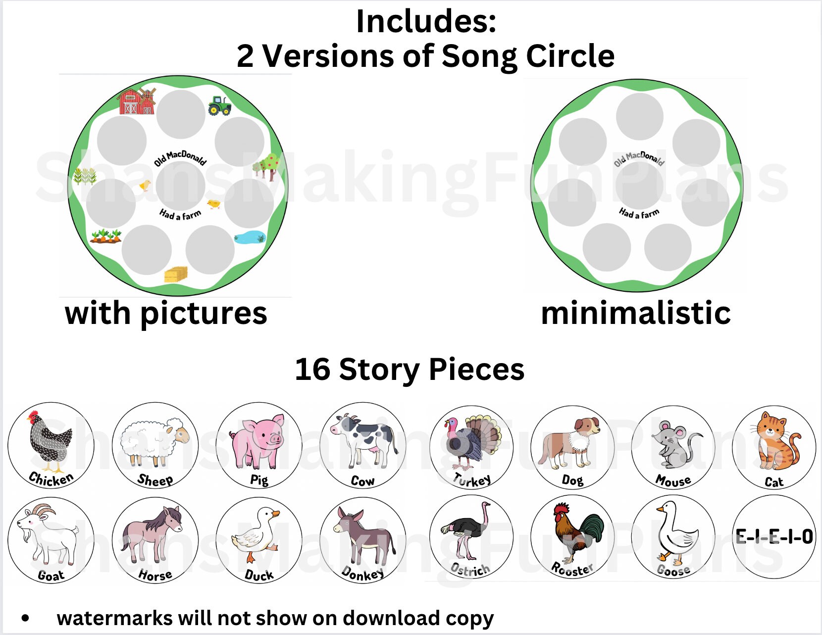 Old Macdonald Had a Farm Song Circle Activity Digital Download ...