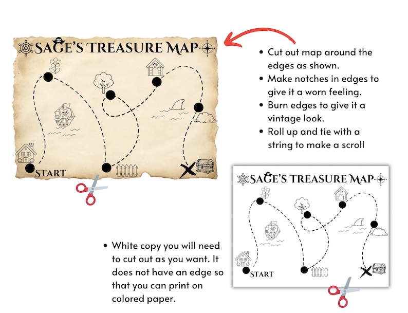 Editable Treasure Map Pirate Map DIGITAL DOWNLOAD // Printable Activity ...