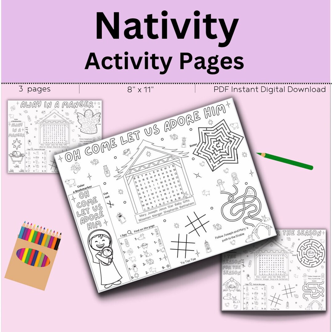 Nativty Bible Activity Pages DIGITAL DOWNLOAD // Printable Activity ...