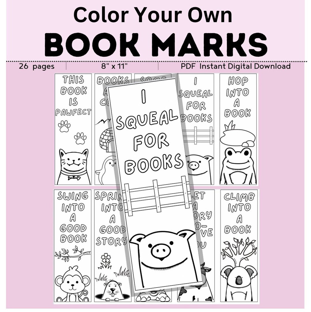 Color Your Own Animal Bookmarks DIGITAL DOWNLOAD // Printable Acitivity ...