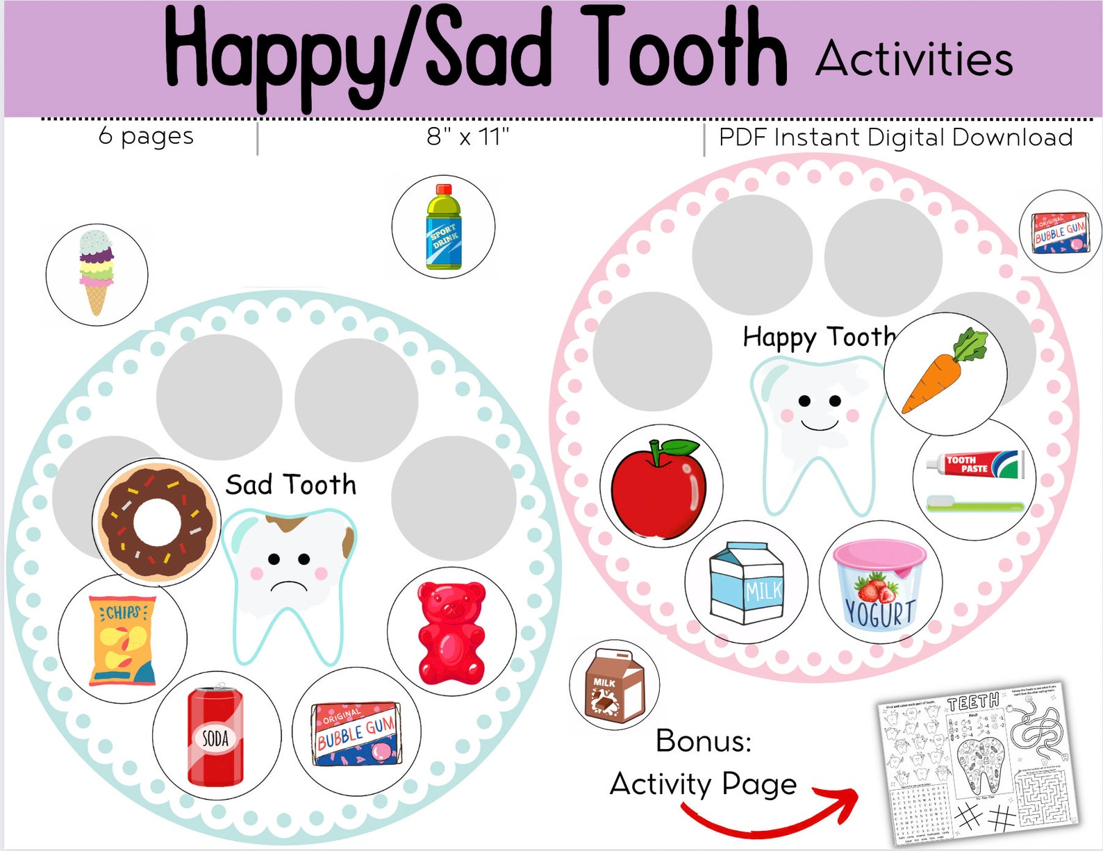 Dental Health Brushing Teeth Activity DIGITAL DOWNLOAD // - Etsy Canada