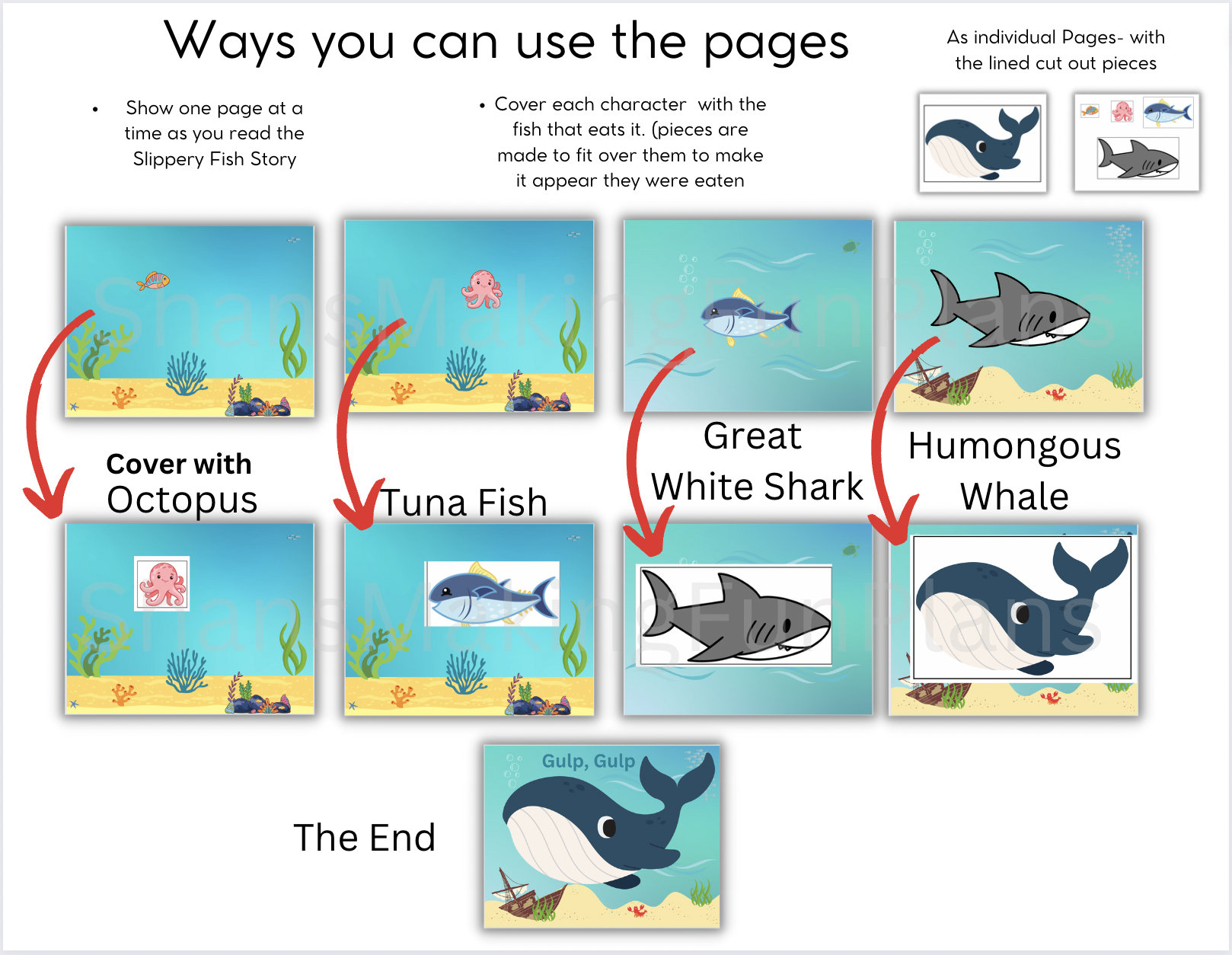 Slippery Fish Printable Set // Ocean // Downloads // Shark // Pretend ...