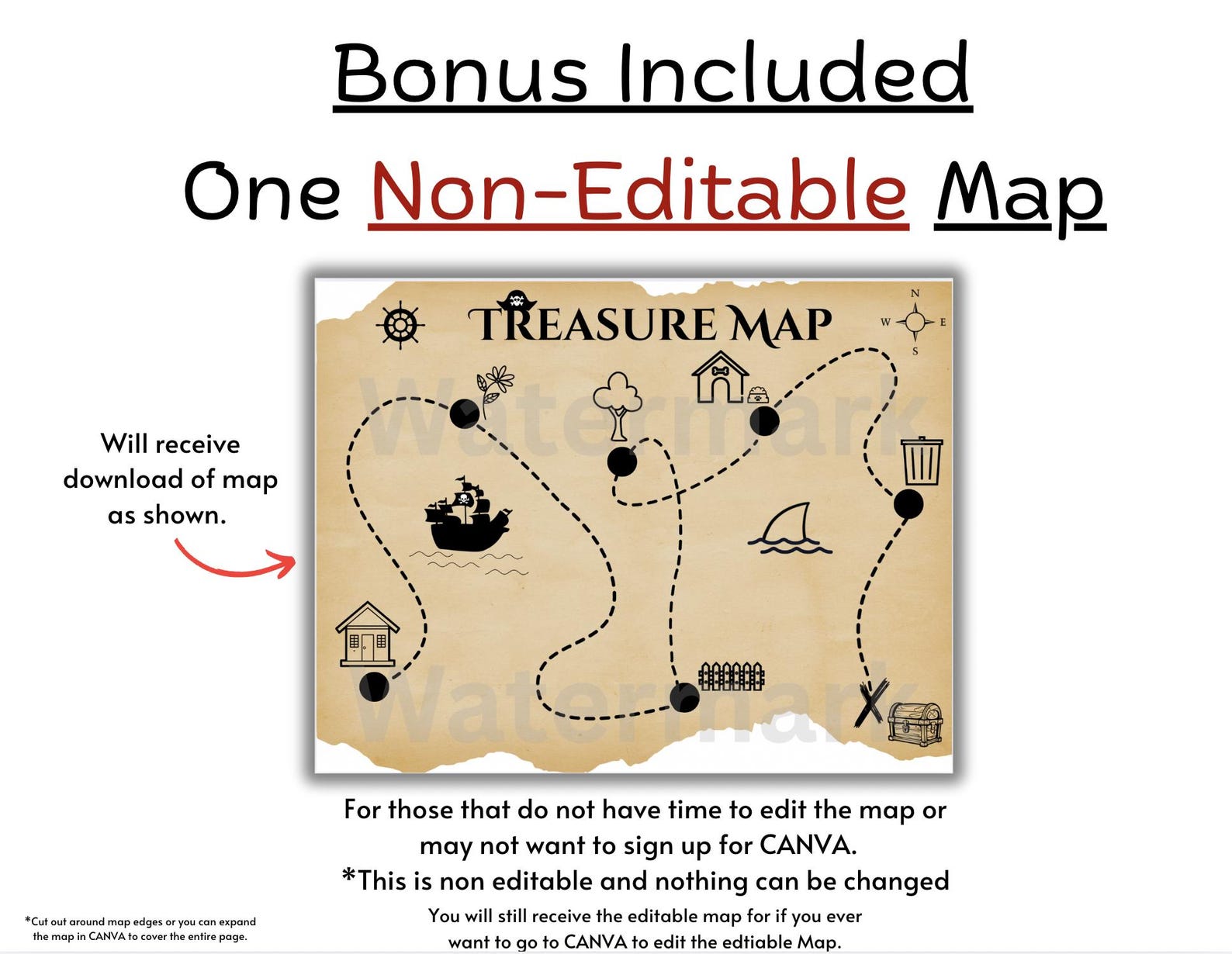 Editable Treasure Map Pirate Map DIGITAL DOWNLOAD // Printable Activity ...