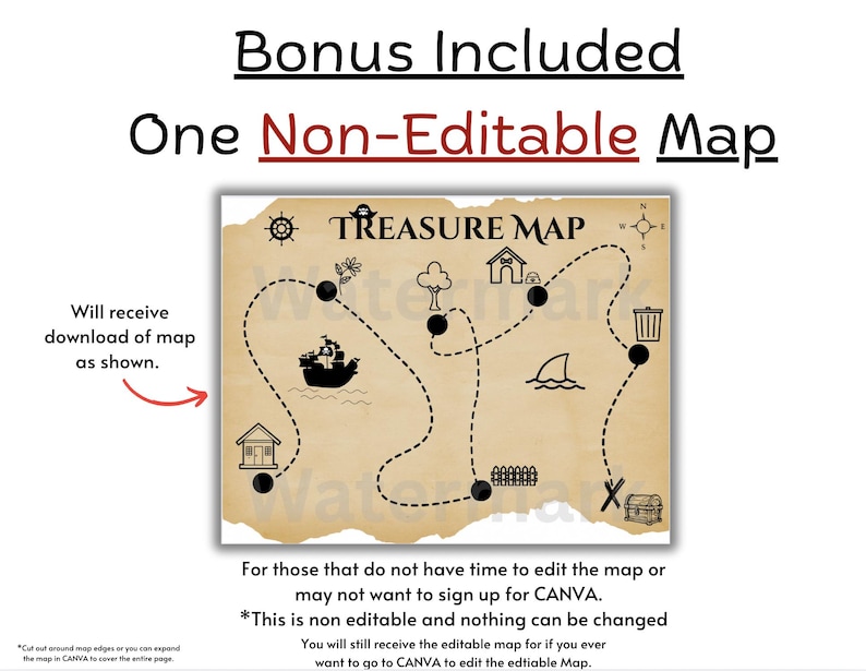 Editable Treasure Map Pirate Map DIGITAL DOWNLOAD // Printable Activity ...