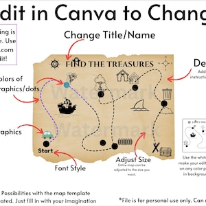 Editable Treasure Map Pirate Map DIGITAL DOWNLOAD // Printable Activity ...