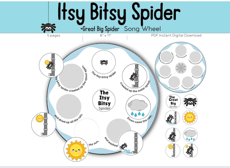 Itsy Bitsy Spider Song Wheel Activity Digital Download // Sequencing ...