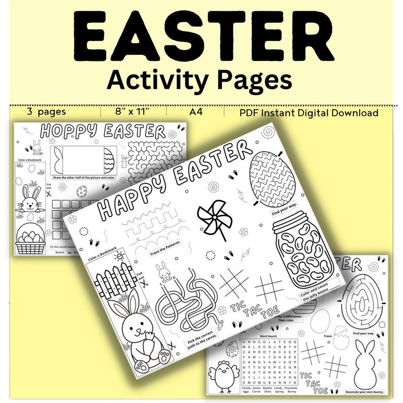 Easter Activity Pages DIGITAL DOWNLOAD //easter Activity // Printable ...