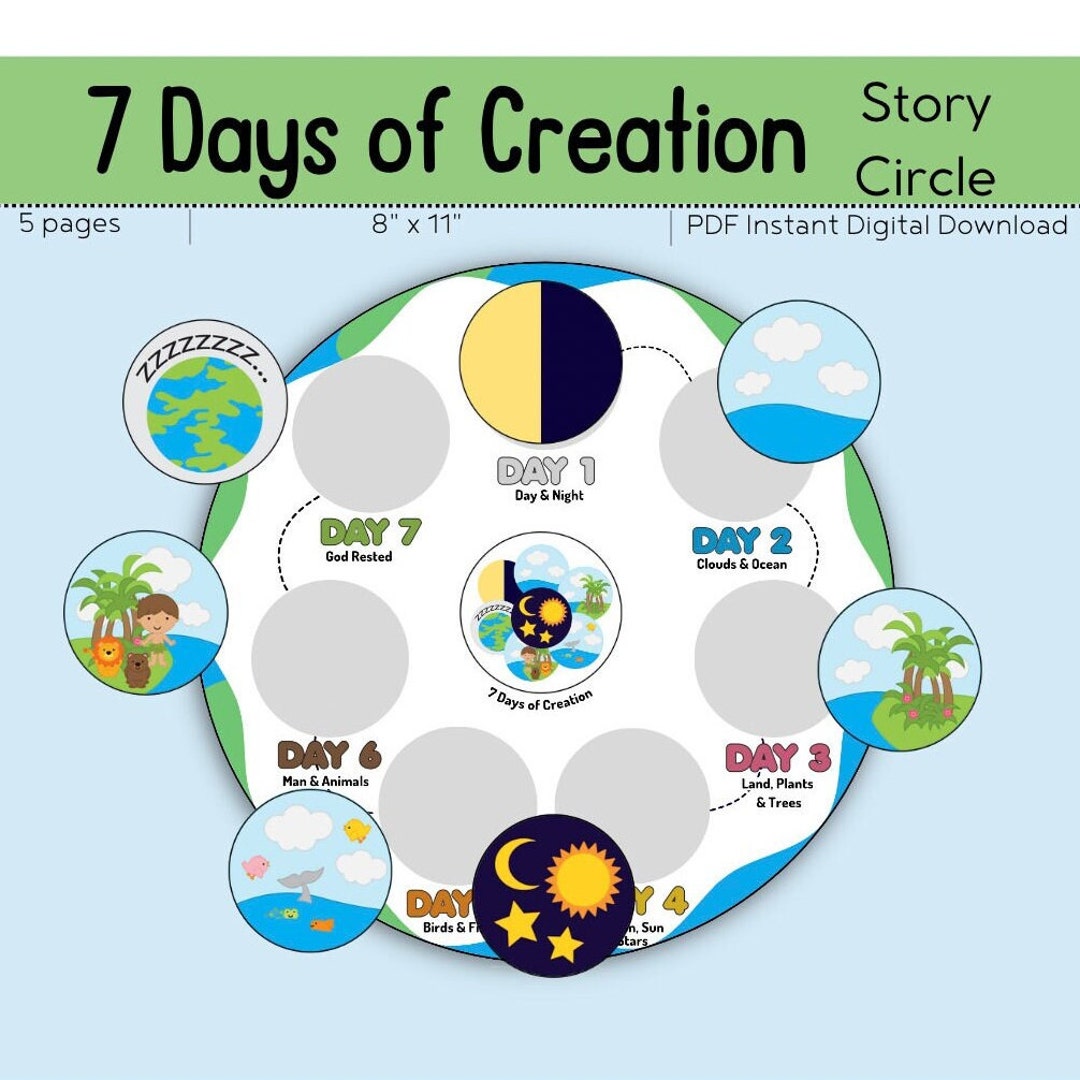 7 Days of Creation Story Circle DIGITAL DOWNLOAD // Church - Etsy