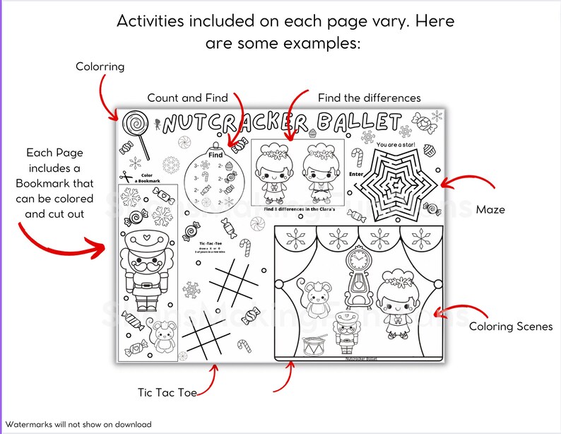 Nutcracker Ballet Activity Pages Coloring Page DIGITAL - Etsy