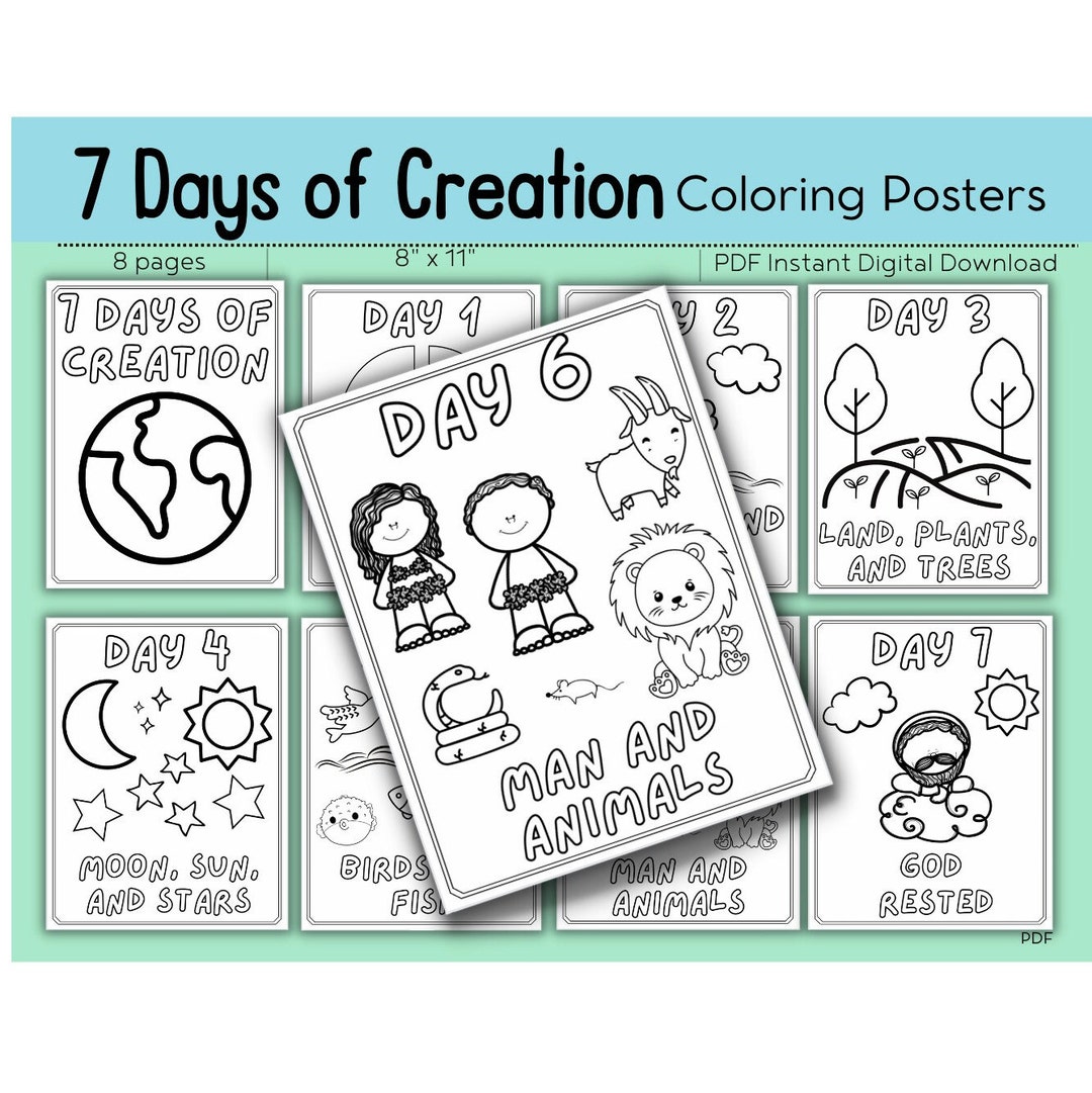7 Days of Creation Coloring Posters DIGITAL DOWNLOAD // - Etsy