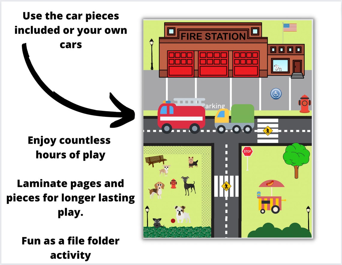 Cars Play Mat Printable Set // Cars // Downloads // Roads // Printable ...