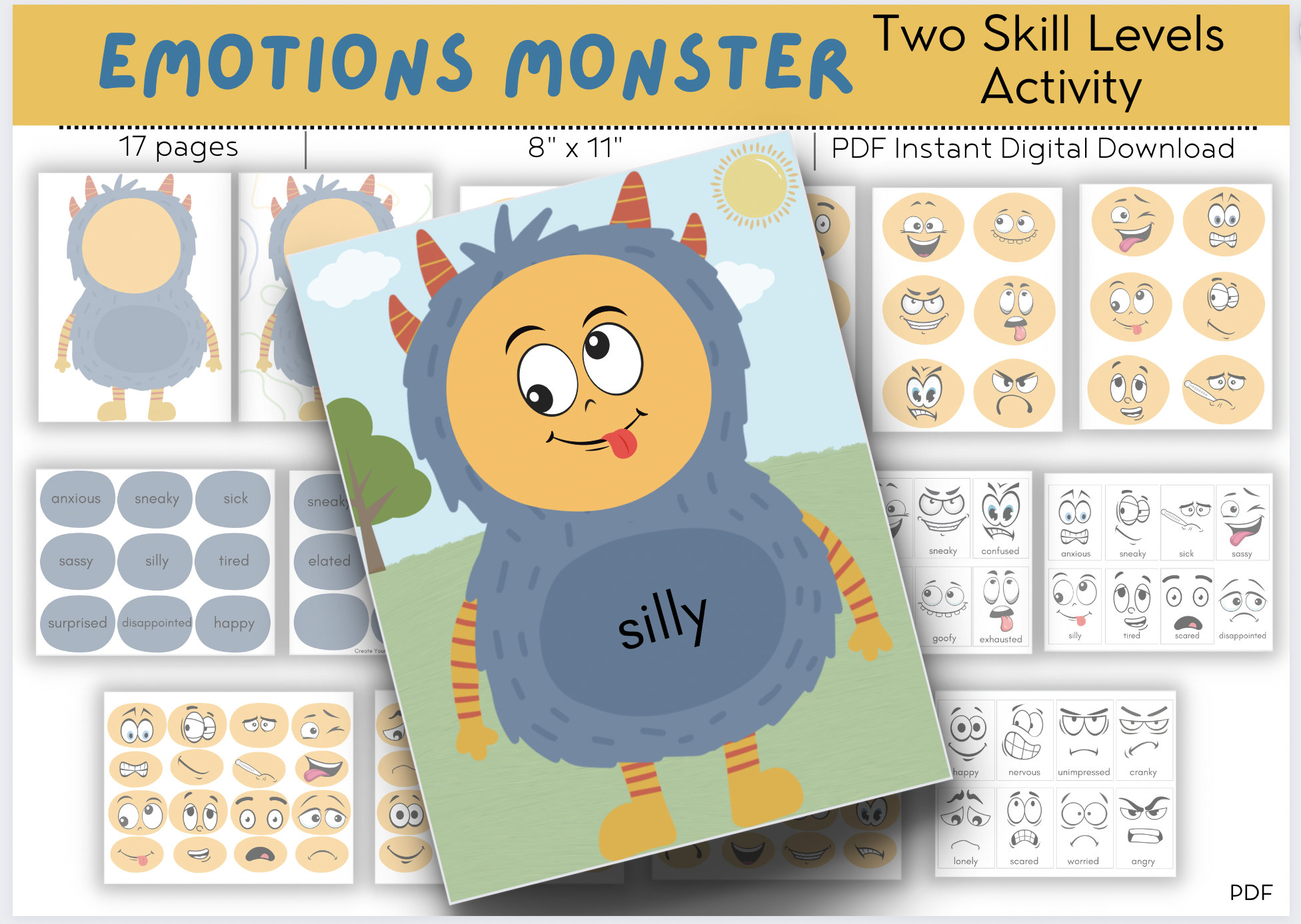 Emotions Monster DIGITAL DOWNLOAD // Printable Acitivity // - Etsy