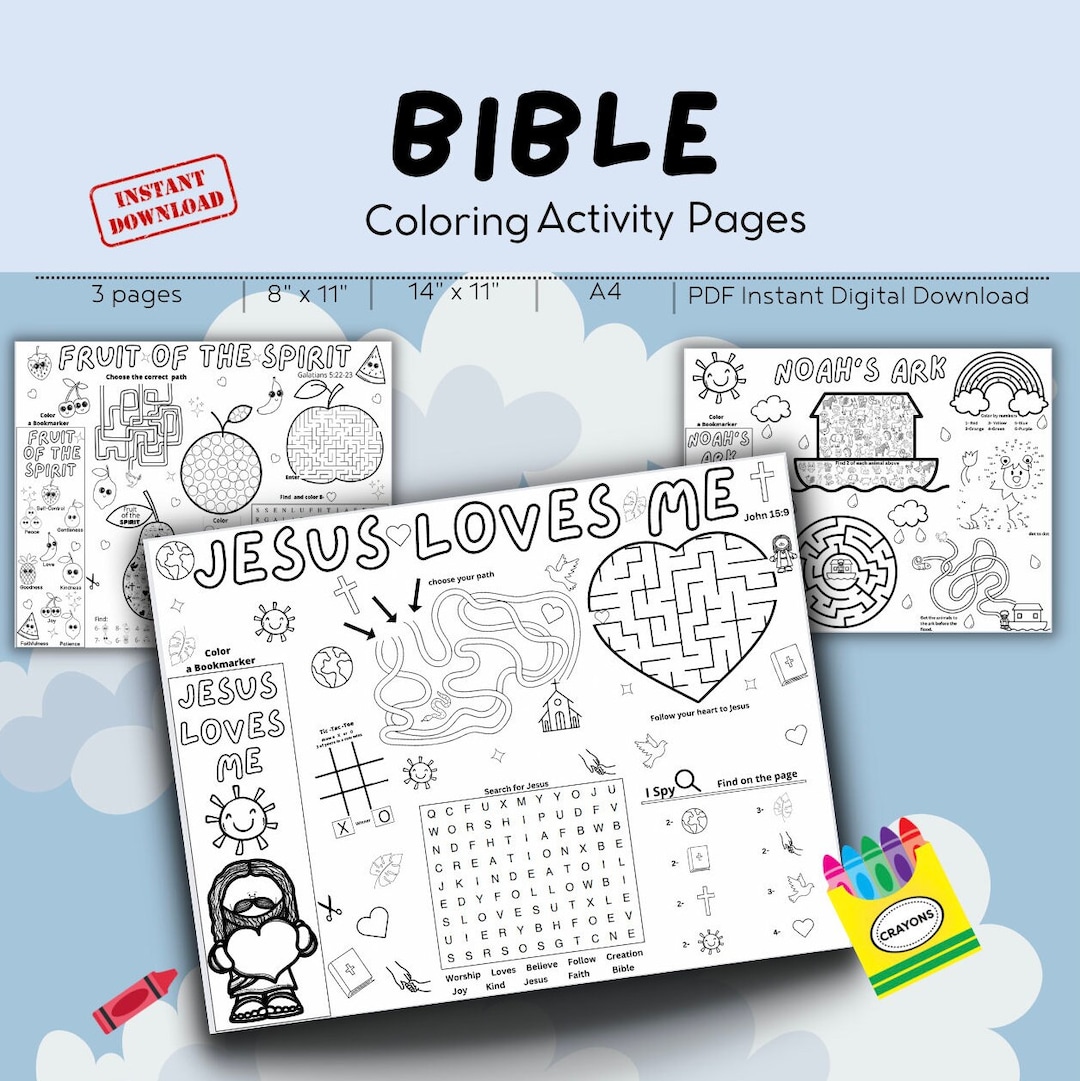 Bible Stories Activity Coloring Pages DIGITAL DOWNLOAD // Printable ...