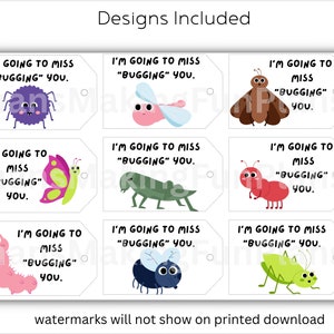 Bugs Bugging You Goodbye End of Year Gift Tags DIGITAL DOWNLOAD ...