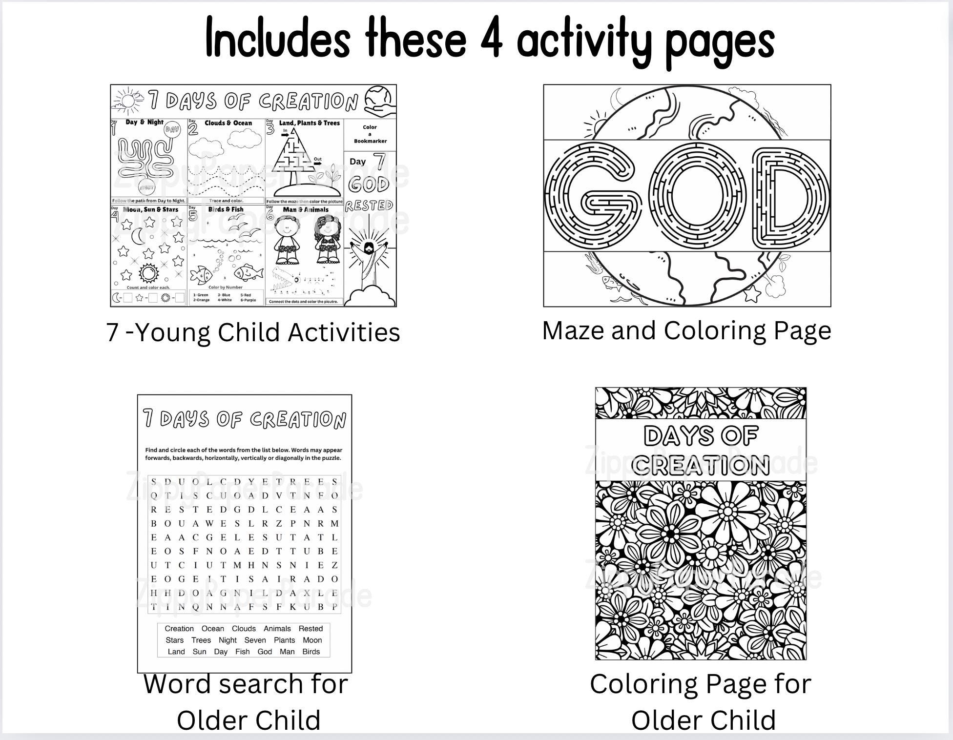 7 Days of Creation Activity Coloring Pages DIGITAL DOWNLOAD ...