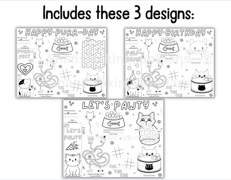 Kitty Party Activity Pages DIGITAL DOWNLOAD // Kitty Printable Activity ...
