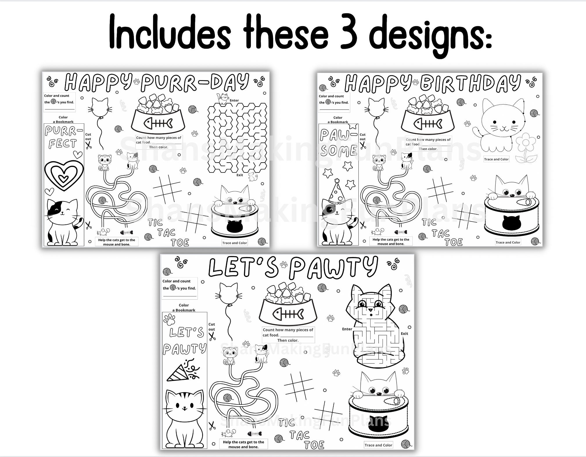 Kitty Party Activity Pages DIGITAL DOWNLOAD // Kitty Printable Activity ...