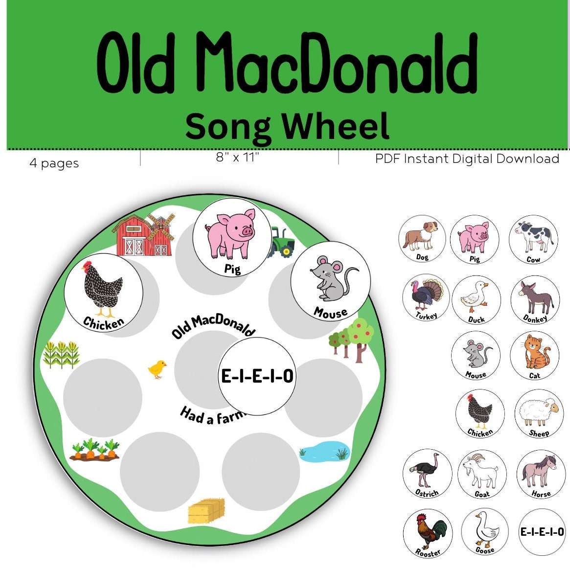 Old Macdonald Had a Farm Song Circle Activity Digital Download ...