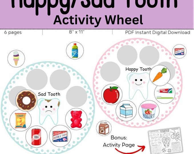Sad and Happy Tooth, Dental Health Printable Worksheet for Toddlers ...