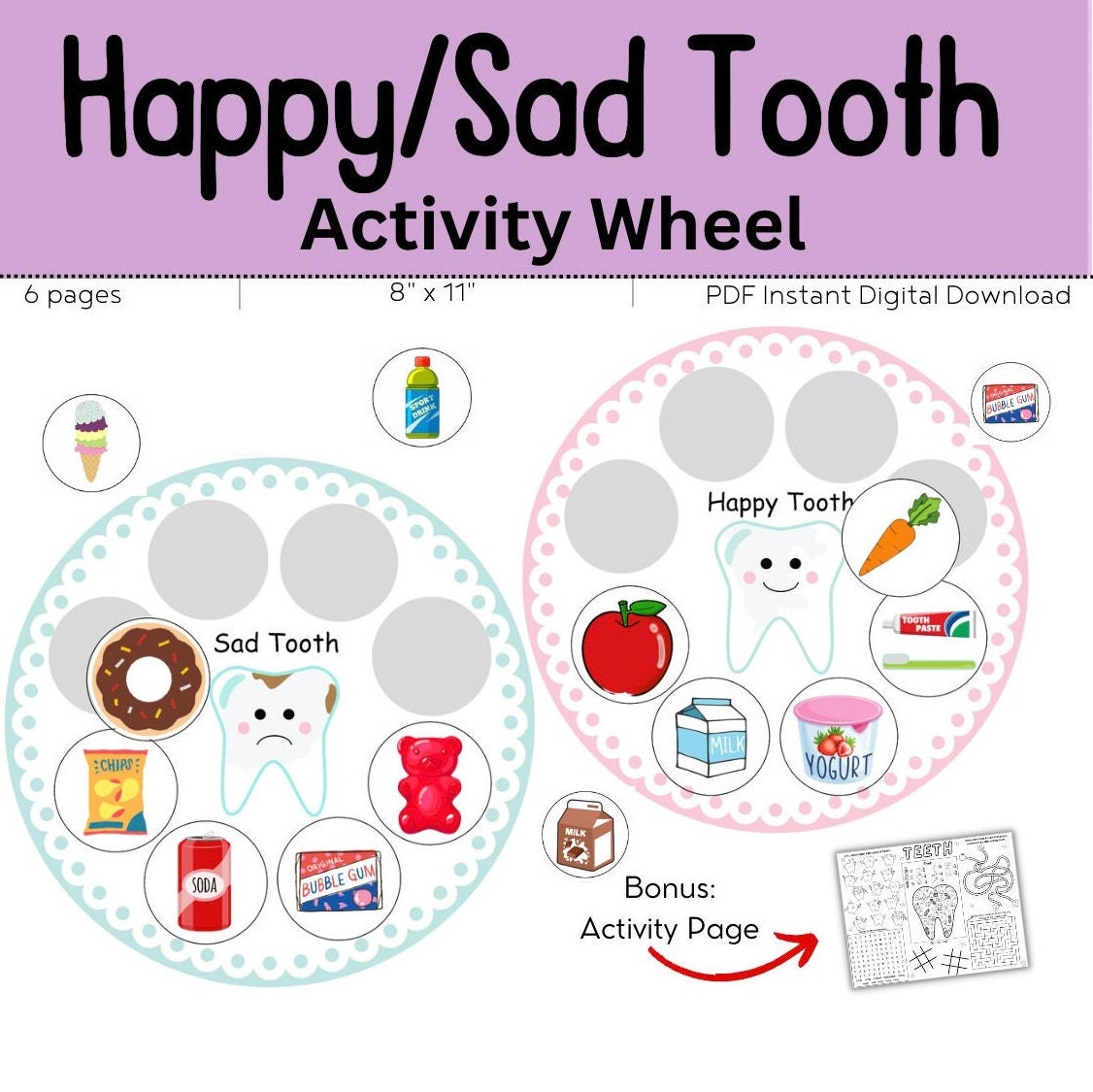 Dental Health Brushing Teeth Activity DIGITAL DOWNLOAD // Printable ...