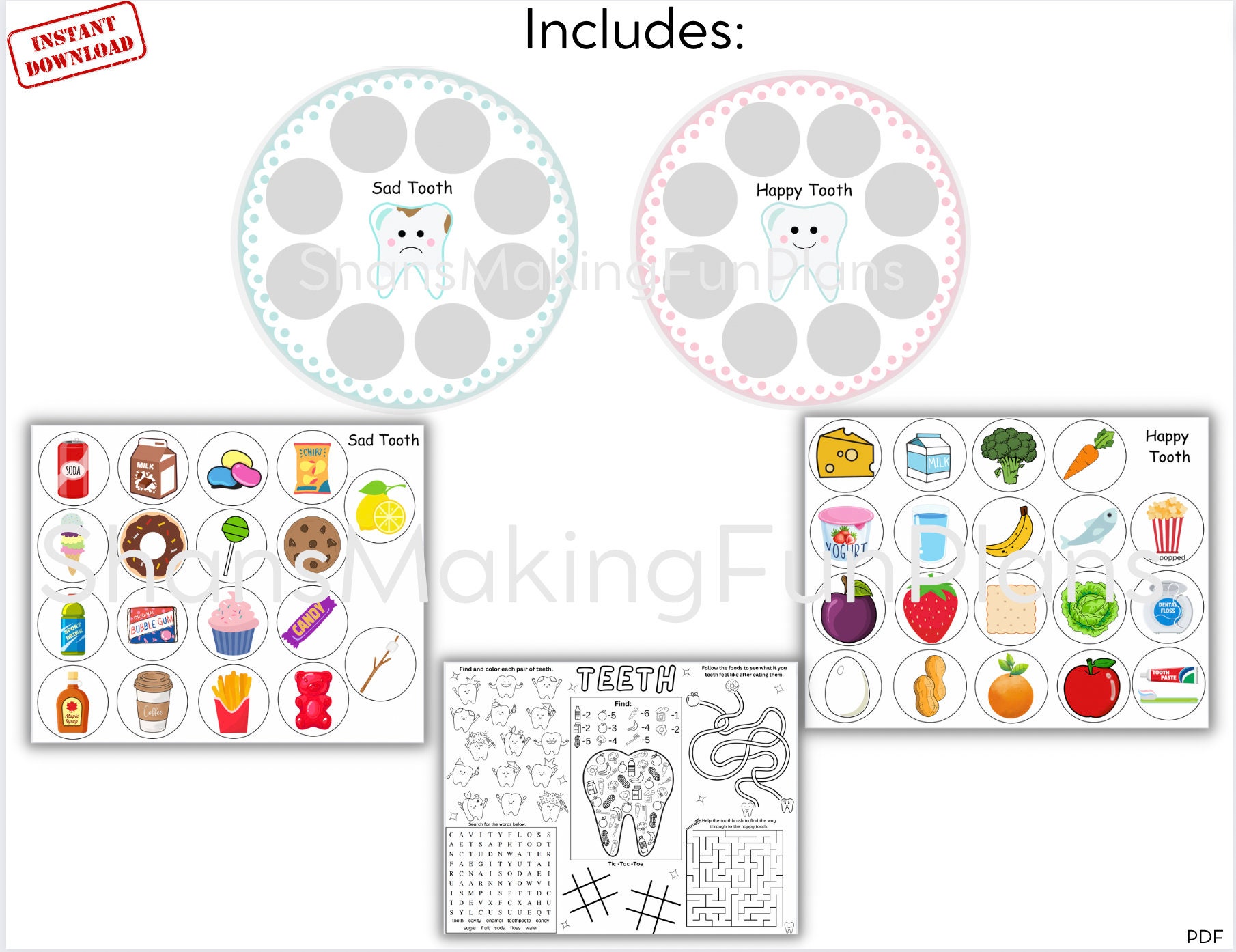 Dental Health Brushing Teeth Activity DIGITAL DOWNLOAD // Printable ...