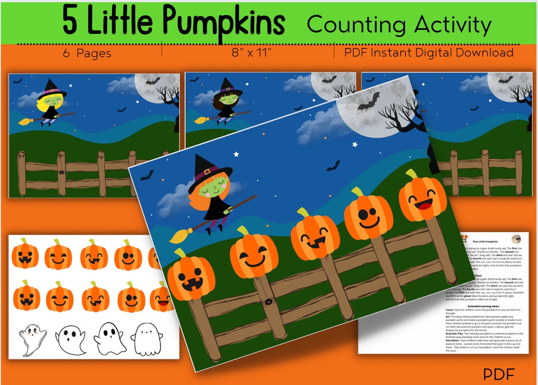 5 Little Pumpkins DIGITAL DOWNLOAD // Halloween Printable // Holiday ...