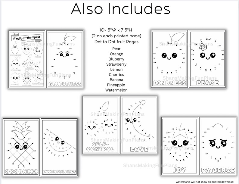 Fruit of the Spirit Activity Dot to Dot Coloring Pages DIGITAL DOWNLOAD ...