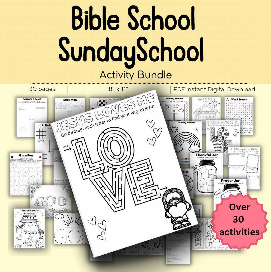 Sunday School Bible Stories Activity Coloring Pages // Church - Etsy