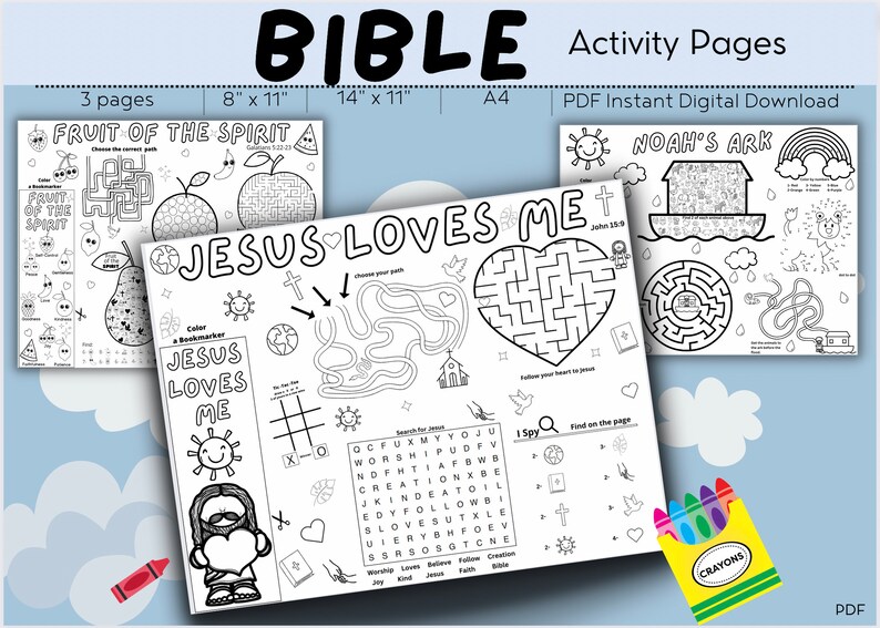 Bible Stories Activity Coloring Pages DIGITAL DOWNLOAD // - Etsy