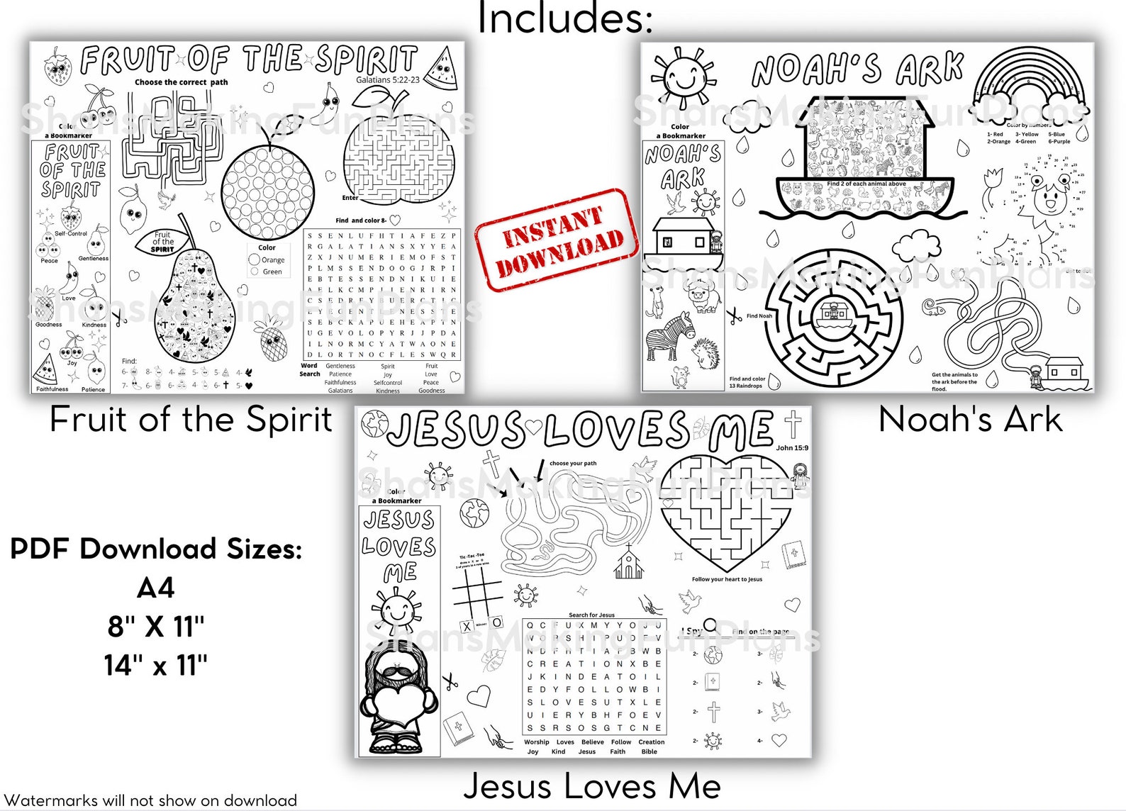 Bible Stories Activity Coloring Pages DIGITAL DOWNLOAD // Printable ...
