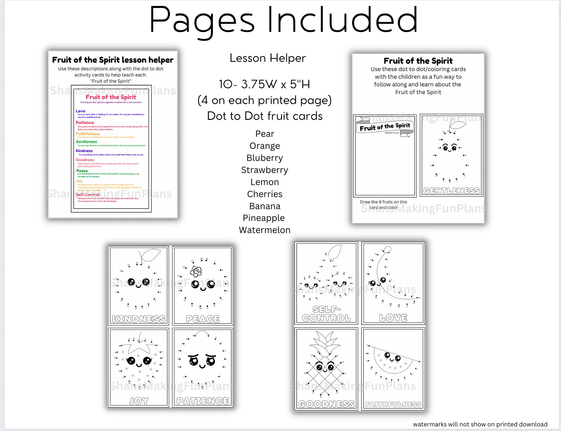 Fruit of the Spirit Activity Dot to Dot Coloring Pages DIGITAL DOWNLOAD ...