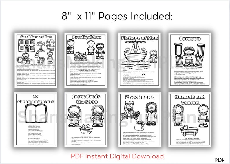 Bible Stories Coloring Pages DIGITAL DOWNLOAD // Printable - Etsy