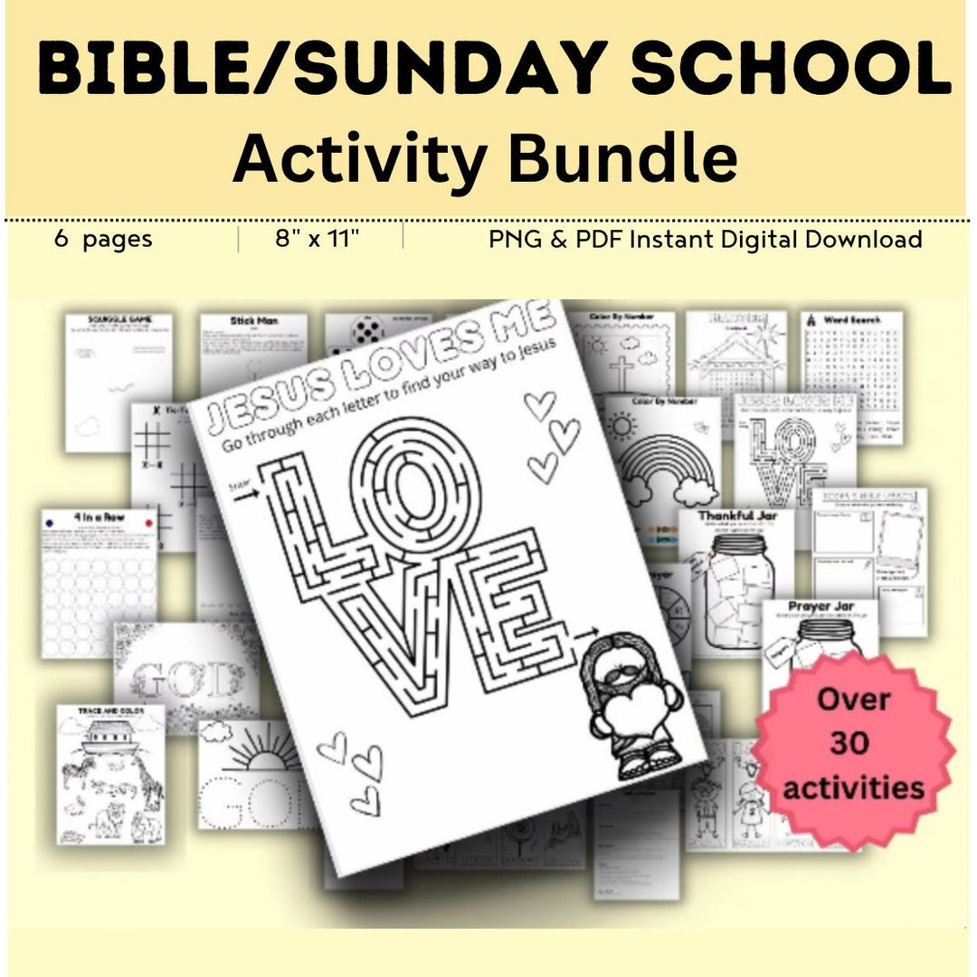 Sunday School Bible Stories Activity Coloring Pages // Church Activity ...