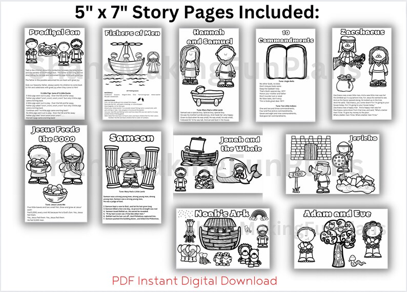 Bible Stories Coloring Pages DIGITAL DOWNLOAD // Printable - Etsy
