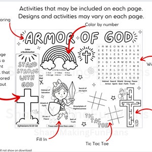Armor of God Activity Coloring Pages DIGITAL DOWNLOAD // Printable ...
