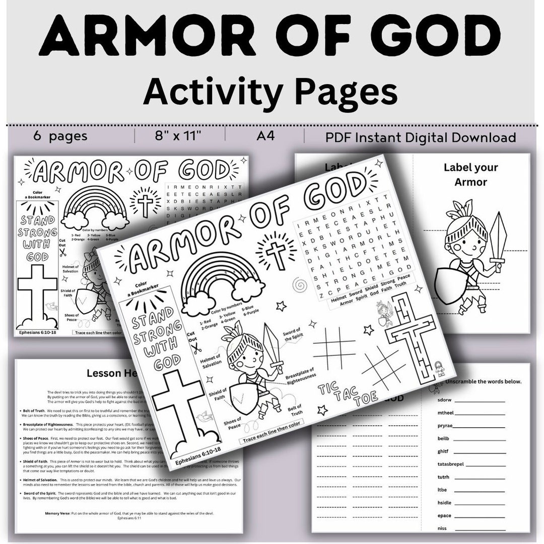 Armor of God Activity Coloring Pages DIGITAL DOWNLOAD // Printable ...