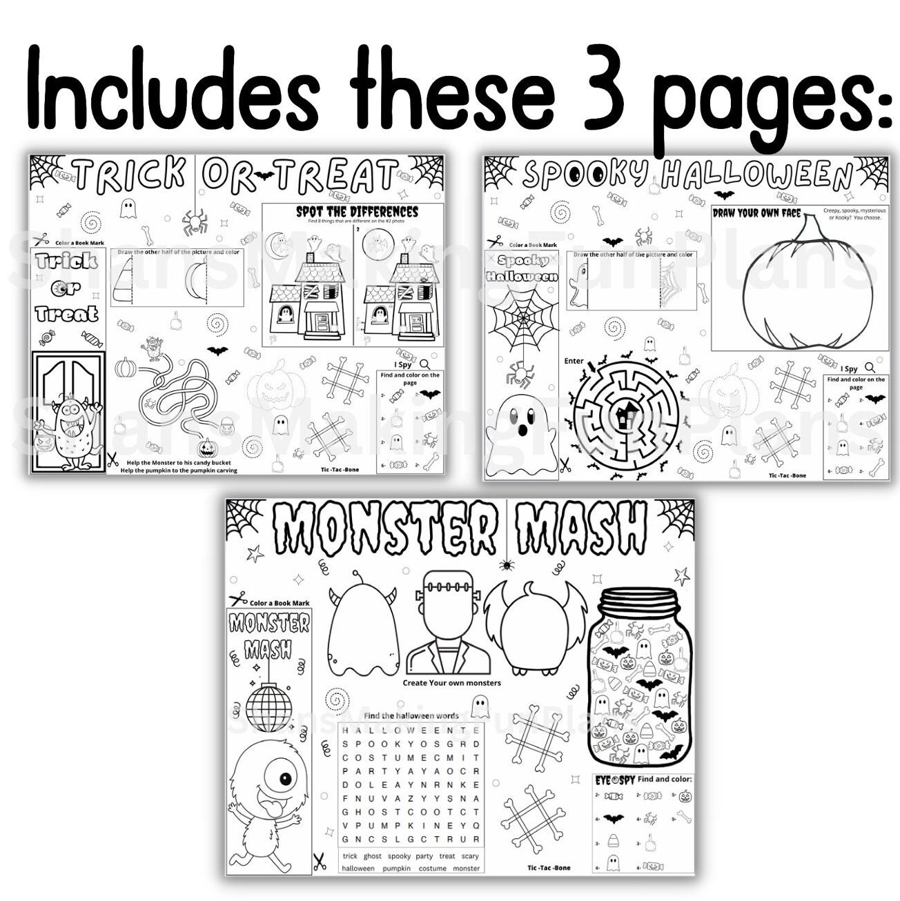 Halloween Activity Coloring Pages DIGITAL DOWNLOAD // Printable ...