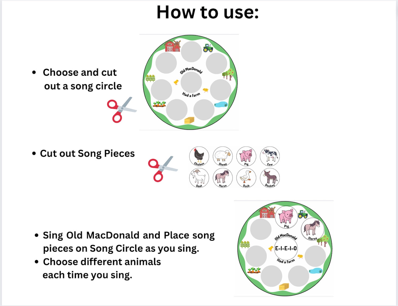 Old Macdonald Had a Farm Song Circle Activity Digital Download ...