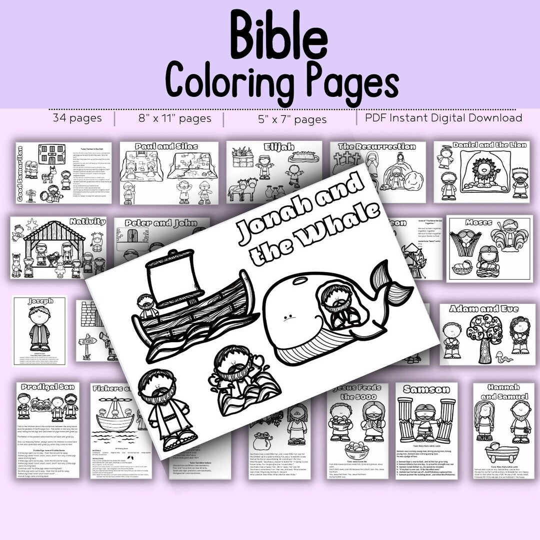 Bible Stories Coloring Pages DIGITAL DOWNLOAD // Printable - Etsy