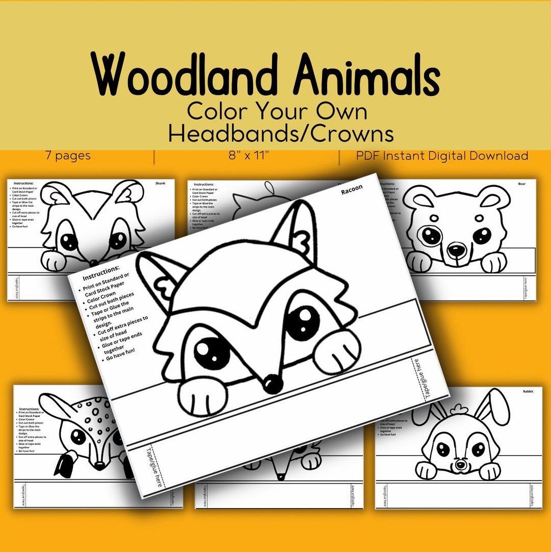 Woodland Animals Headbands Crowns DIGITAL DOWNLOAD // Printable ...